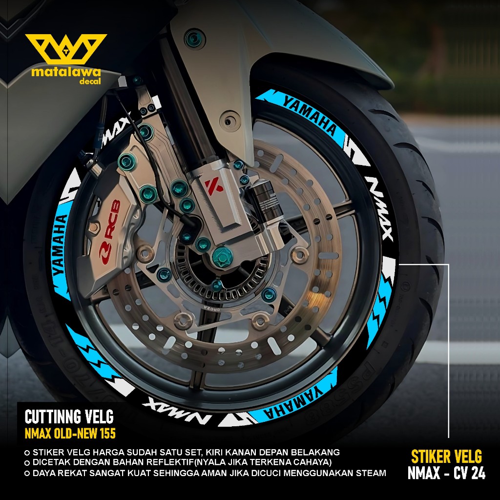 Nmax wheel rim Cutting stickers, yamaha NMAX 155 old new motorbike ring ...