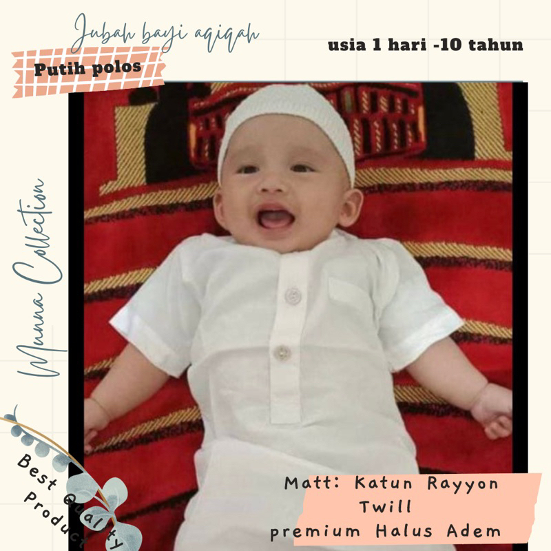 Gamis aqiqah/plain/age 1 day- 2 years/baby robe/aqiqah robe/muslim ...