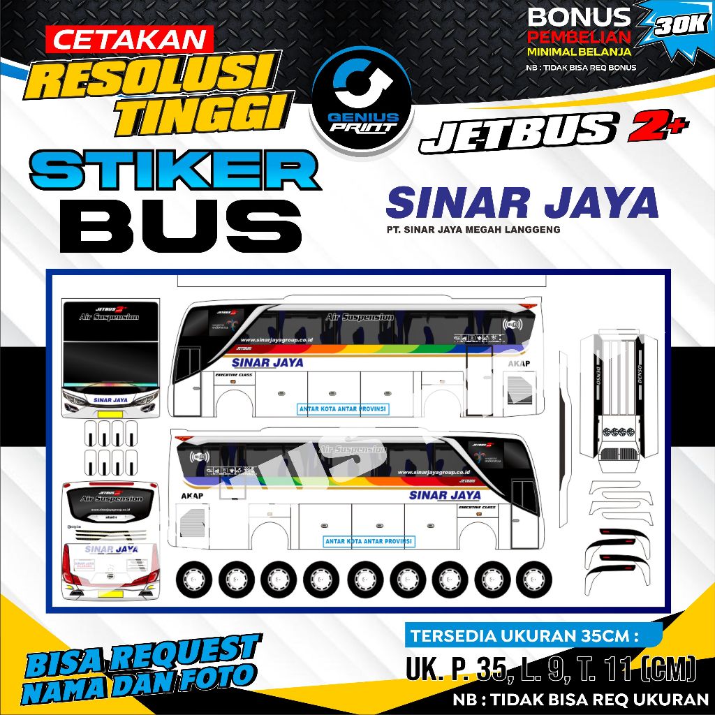 AKAP JETBUS 2+ LIVERY EFFECTIVE BUS MINIATURE STICKERS | Mount of ...