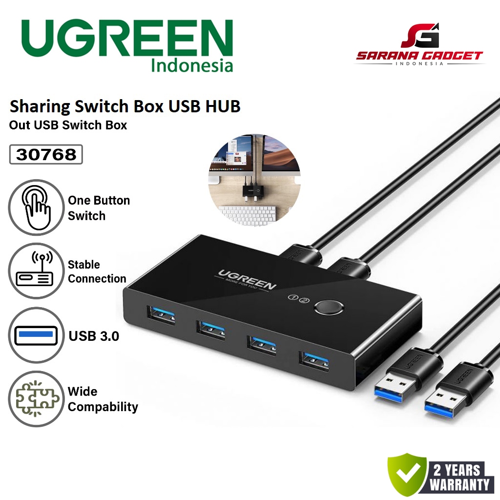 UGREEN 30768 Sharing Switch Box 2 In 4 Out Port USB 3.0 For PC Speed 5Gbps Share | Shopee Malaysia