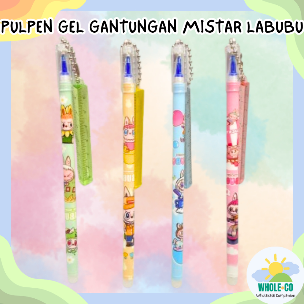 GANTUNGAN Erasable Premium Labubu Ruler Hanger Gel Pen The Monsters ...