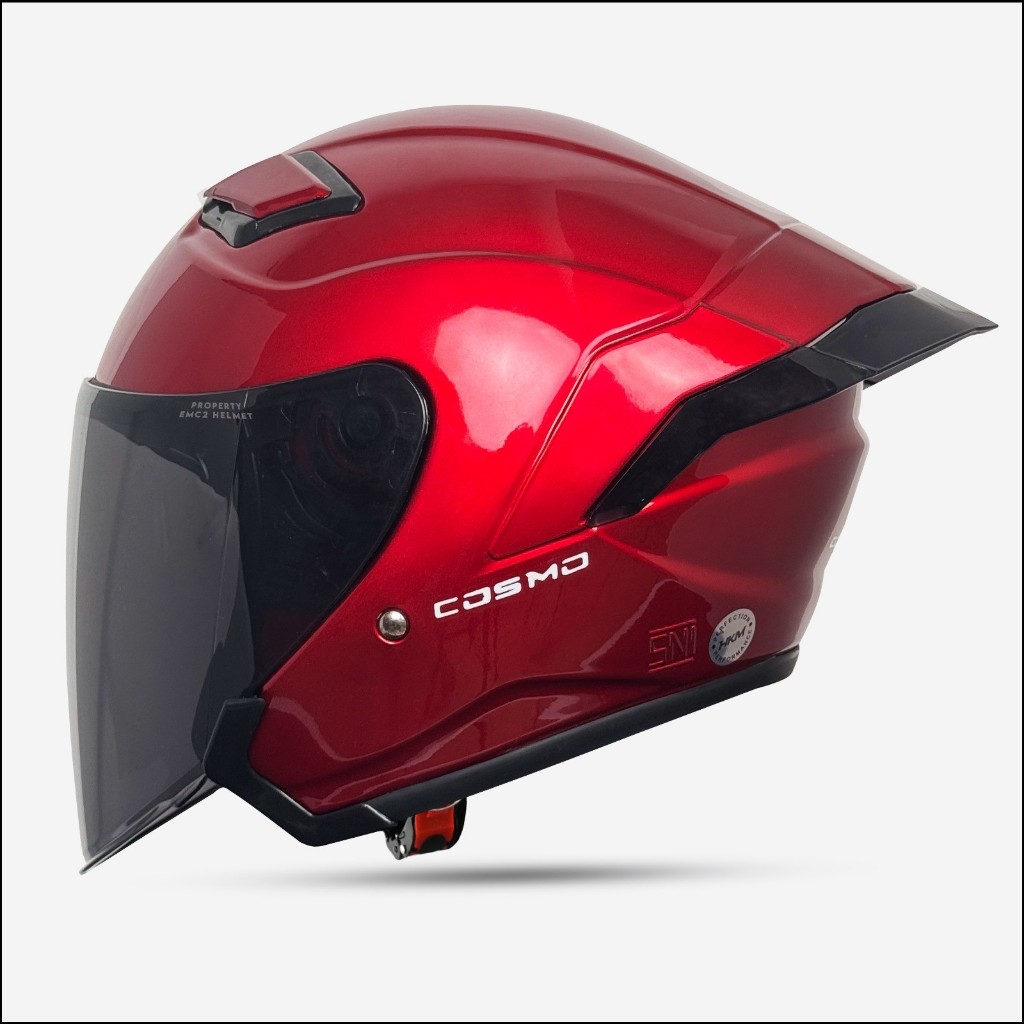 HITAM Hkm COSMO Half Face Helmet | Maron Glossy Black Glass | Handsome ...
