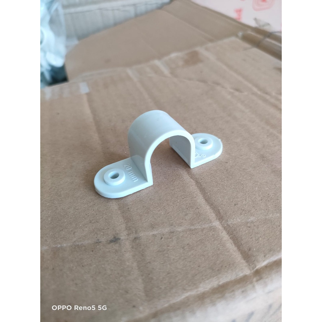 PUTIH Premium OMEGA WHITE 20mm PREMIUM Electric Conduit PVC Pipe Clamps ...