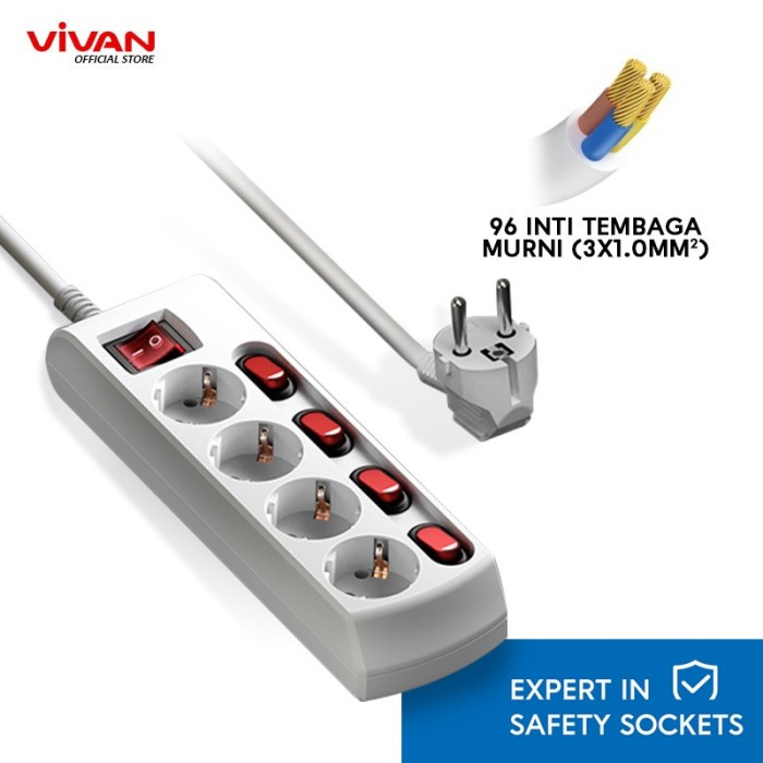 Vivan Socket Switch 4 Hole Pure Copper Core Plastic Vivan VPS-H004A ...
