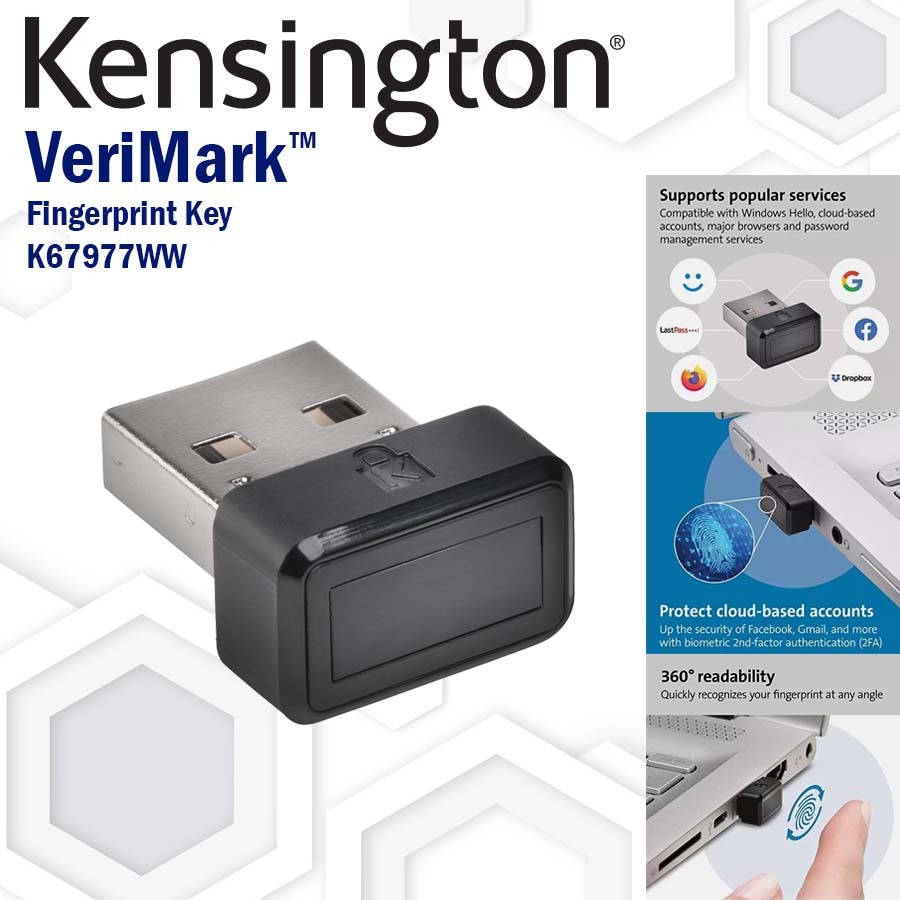 Kensington VeriMark Fingerprint Key Reader Security Key Biometric ...
