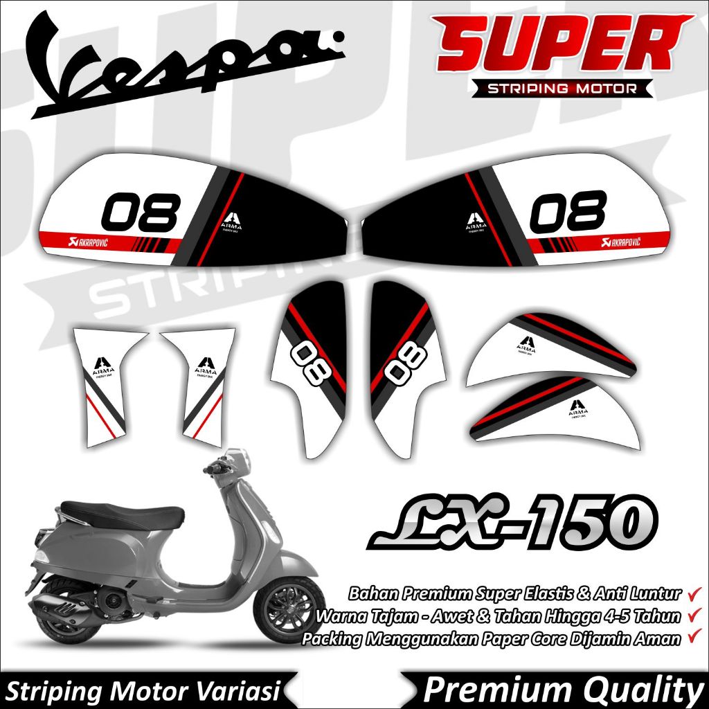 Vespa Matic Striping Sticker - Vespa LX-150 Stripig Cafe Racer ...