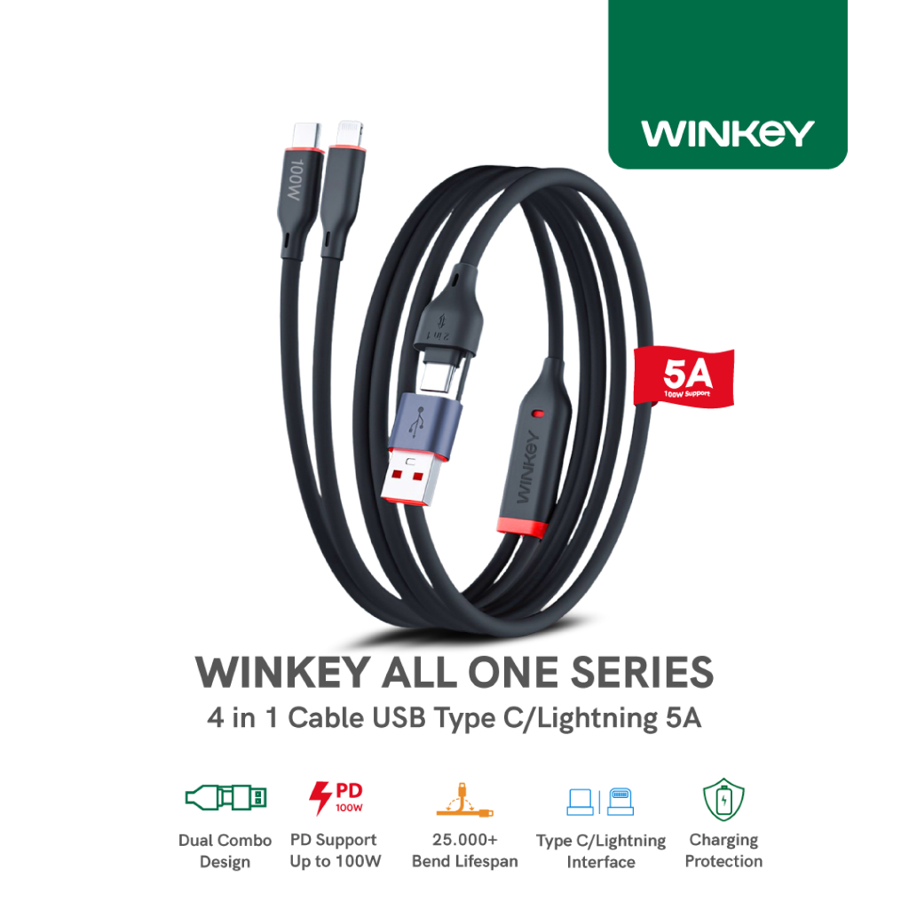 Winkey ALL ONE 4in1 USB Type-C Lightning Iphone Data Cable | Shopee ...