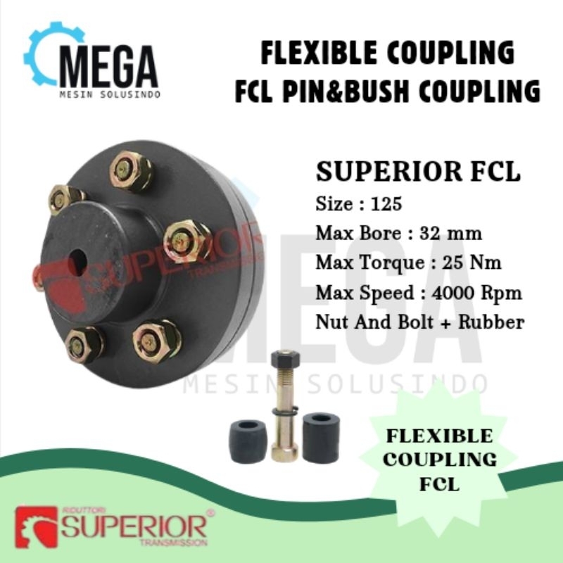 Superior Coupling FCL 125 - Flexible Coupling FCL PIN & BUSH, Nut ...