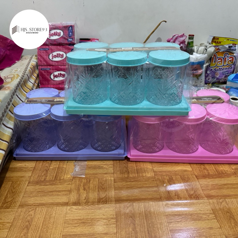 Clover M jar set of 6 + beautiful tray / dry cake jar / thick threaded ...