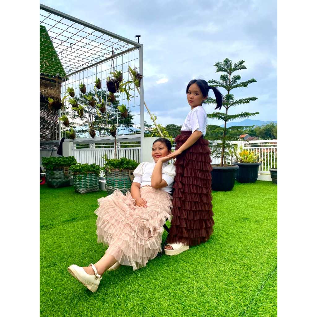 Milanna layered tulle long skiet imported tutu skirt/girlsinner bottoms/long children's tutu ...