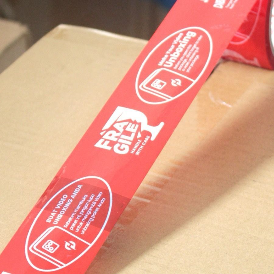 MERAH (1pcs) [RED] Fragile Red Unboxing Duct Tape - Mandatory Unboxing ...