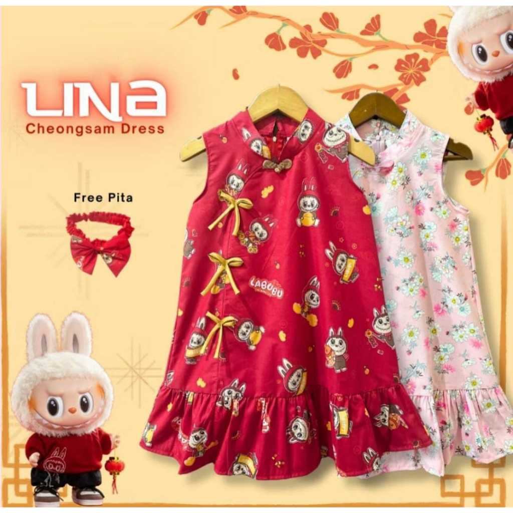 Lina CHEONGSAM DRESS QIPAO GIRLS' IMLEK DRESS PUMPKIN MOTIF AGES 2 TO ...