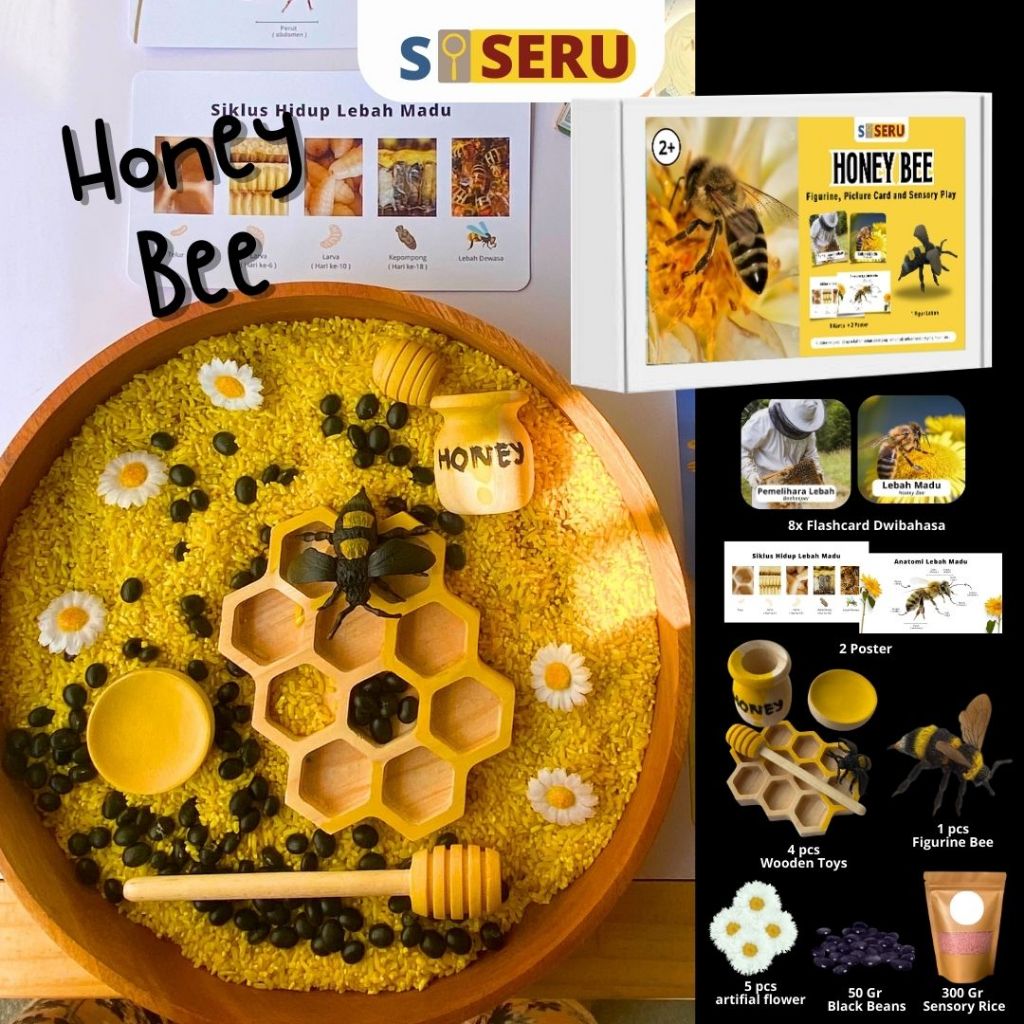 SISERU Honey Bee Sensory Bin [Honey Bee Theme Sensory Play Set Package ...