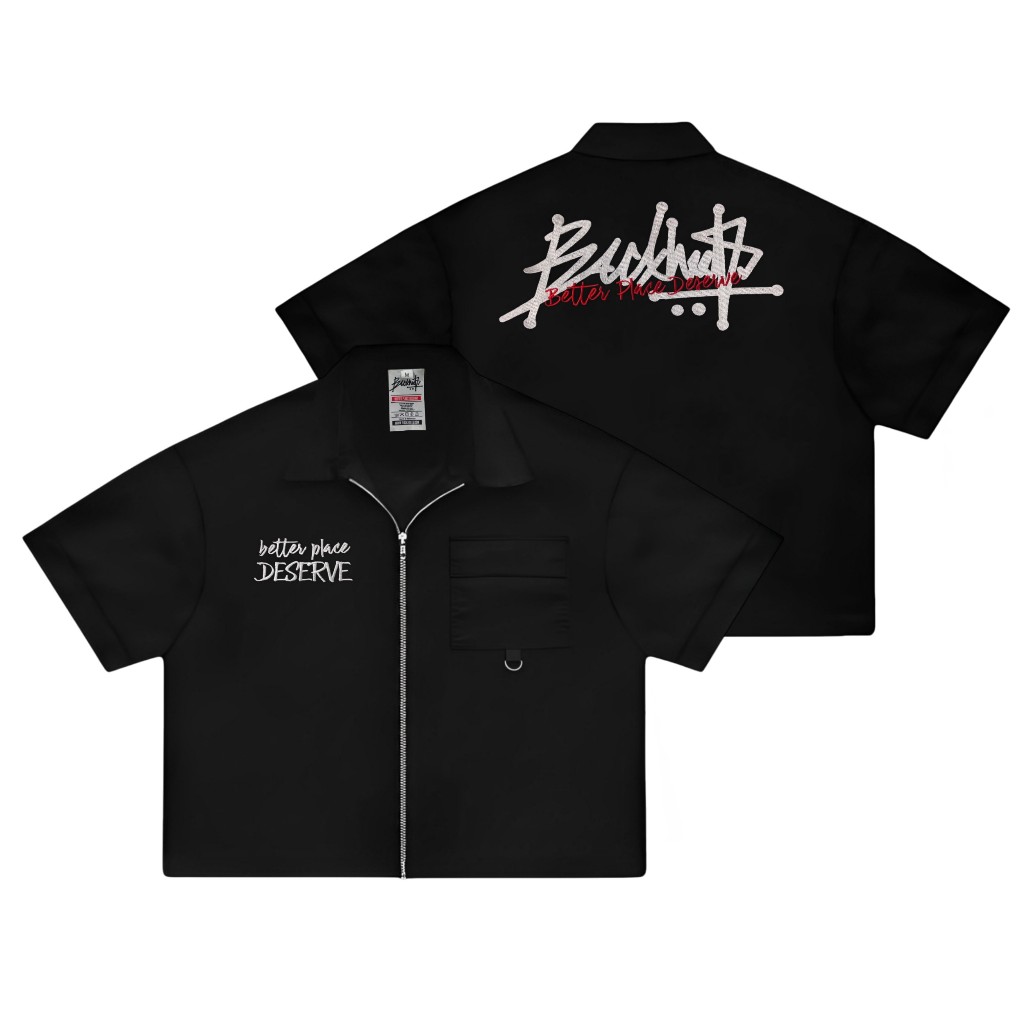 KEMEJA HITAM Backheels - Boxy Zipper Workwear - Deserve - Unisex Black ...