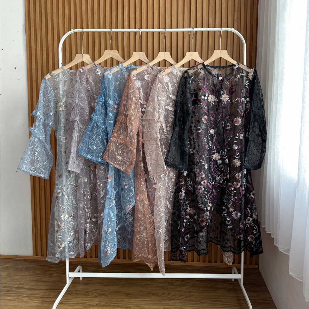 Kiara lace TUNIC raya series embroidered lace outer TUNIC | Shopee Malaysia