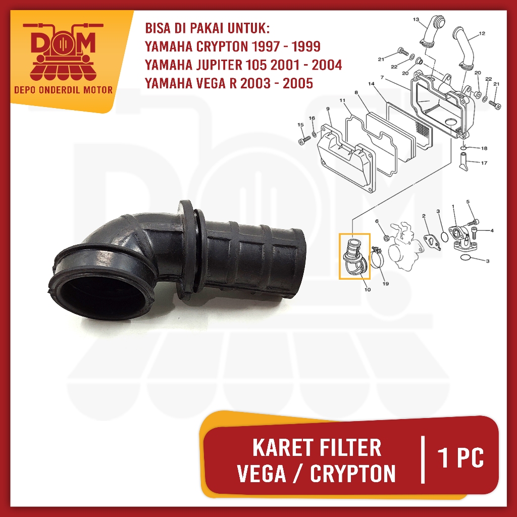 Crypton Vega Filter Rubber (PSP) Joint Connects Carburetor Carburetor ...