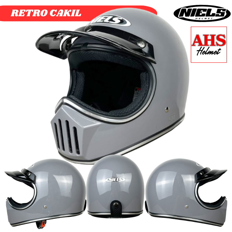 NIELS Retro Helmet Cakil Fullface List Crome Premium Standard SNI ...