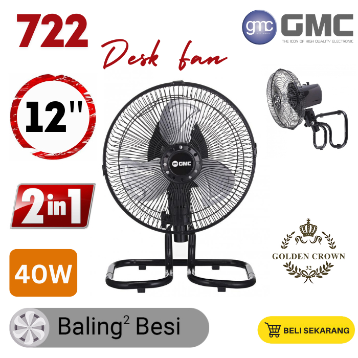 Gmc TABLE FAN / IRON PROPELLER DESK FAN 12 INCH 722 (G) | Shopee Malaysia