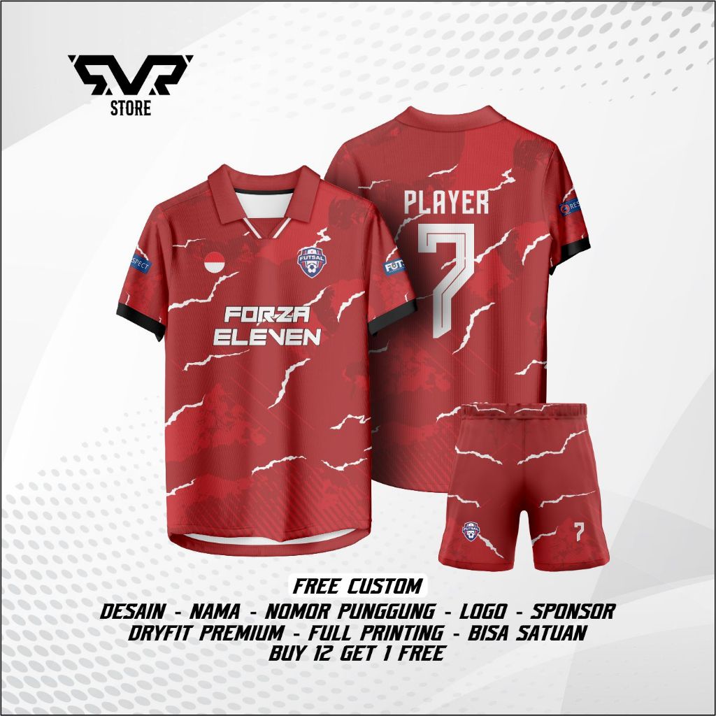 Custom FUTSAL / FOOTBALL JERSEY FULL PRINTING FREE CUSTOM SPONSOR LOGO ...