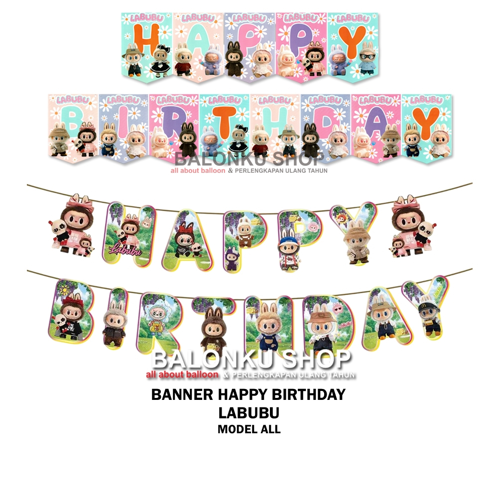 Labubu Happy Birthday Banner / Labubu Happy Birthday Flag Banner ...