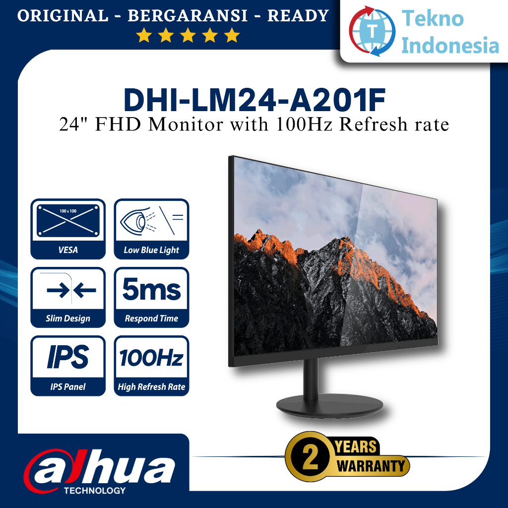 Dahua LM24-A201F Monitor 24" inch FHD IPS Display 100Hz Refresh Rate 5ms Low Blue Light ...