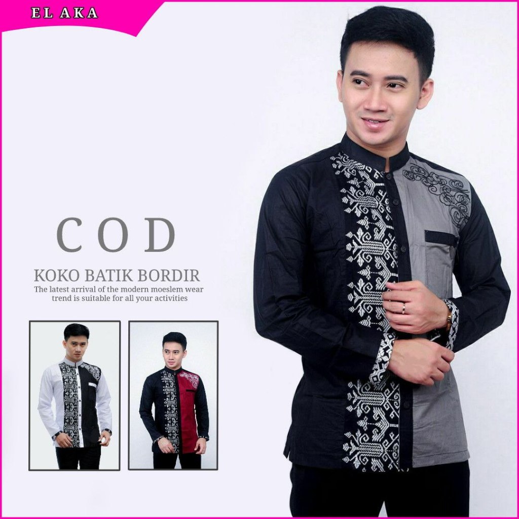 Modern Koko Bordil shirt with long sleeve Batik combination - Latest ...