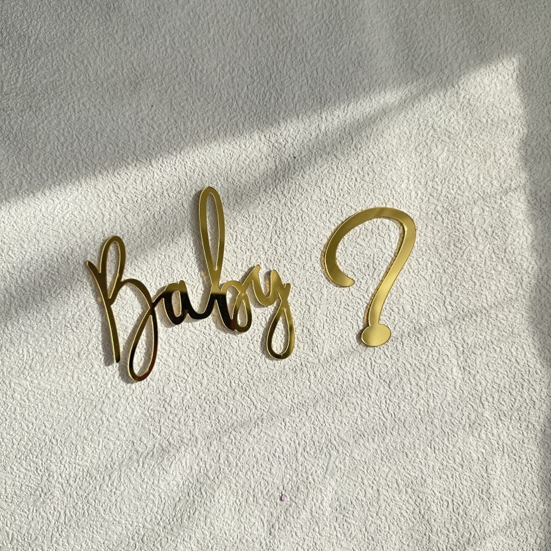 Acrylic gold baby Cake topper gender reveal baby shower question mark ...