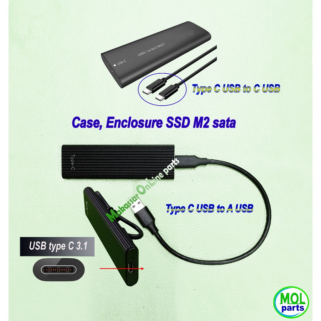 Enclosure SSD M2 sata NGFF USB type C To USB A USB type C To USB type C ...