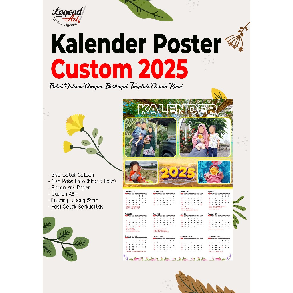 A3+ Poster Calendar Custom Photo Finishing with Zinc Valve and without ...