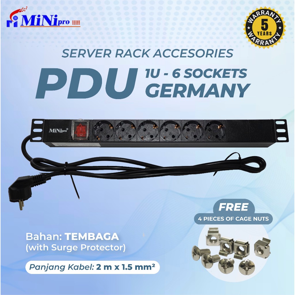 Power DISTRIBUTION UNIT RACK SERVER 6 PORT G/E SOCKET / 1U PDU 6 HOLE ...