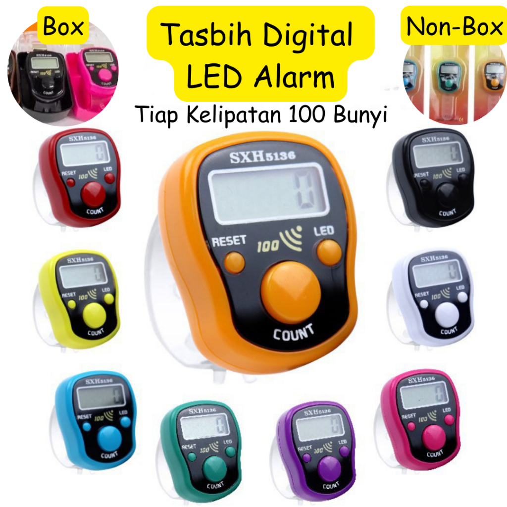 Hhs Tasbih Digital LED Alarm 100 Sounds Finger Counter Original Finger ...