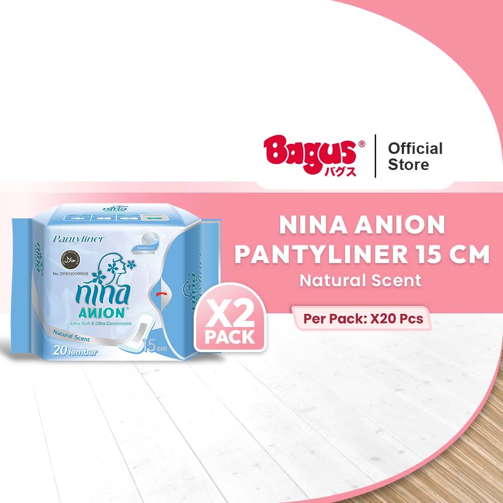 [Twin Pack] Bagus Nina Anion Pantyliner Women's Sanitary Pads Size 15cm ...