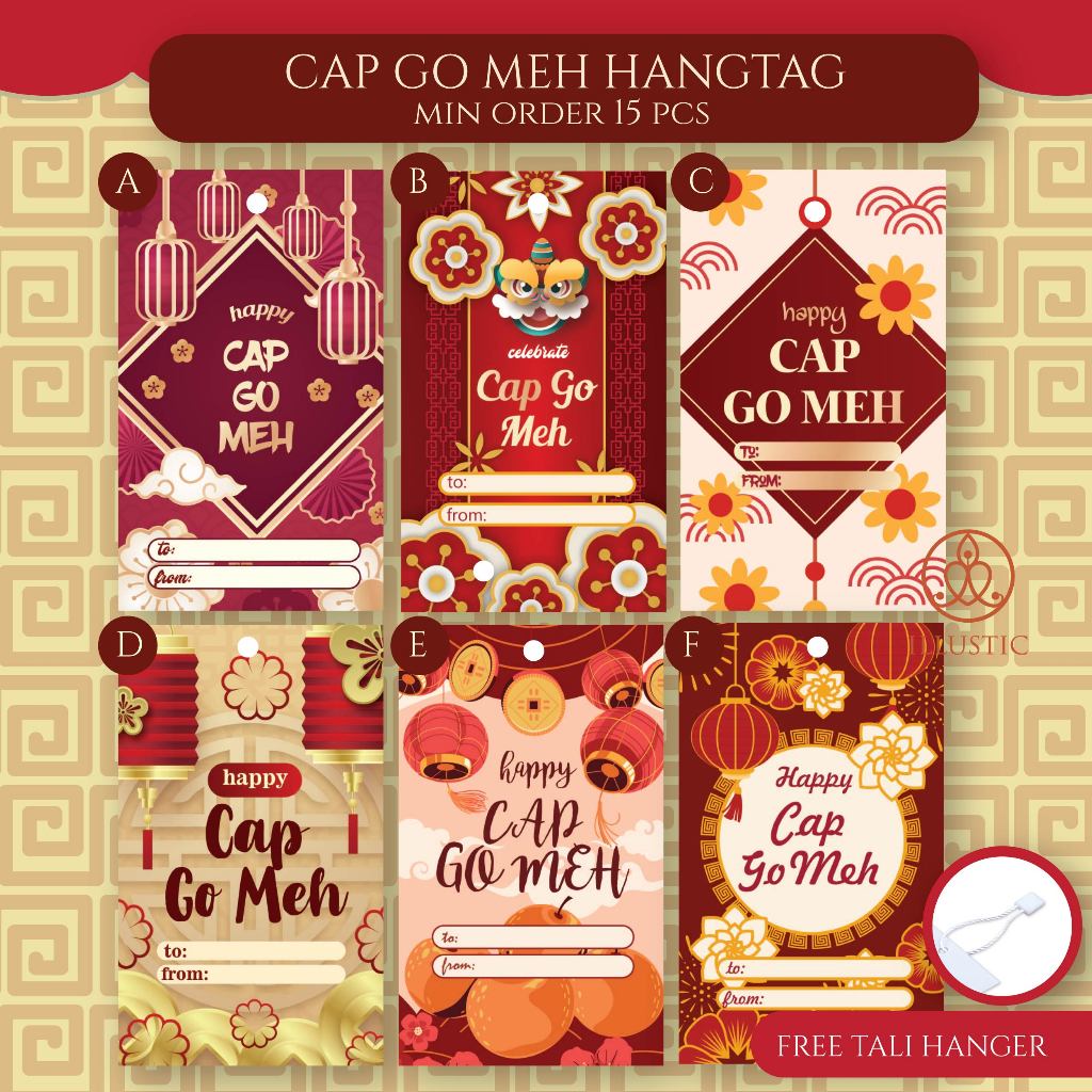 Chinese New Year Cap Go Meh Greeting Card Hangtag (Free Rope) | Shopee ...