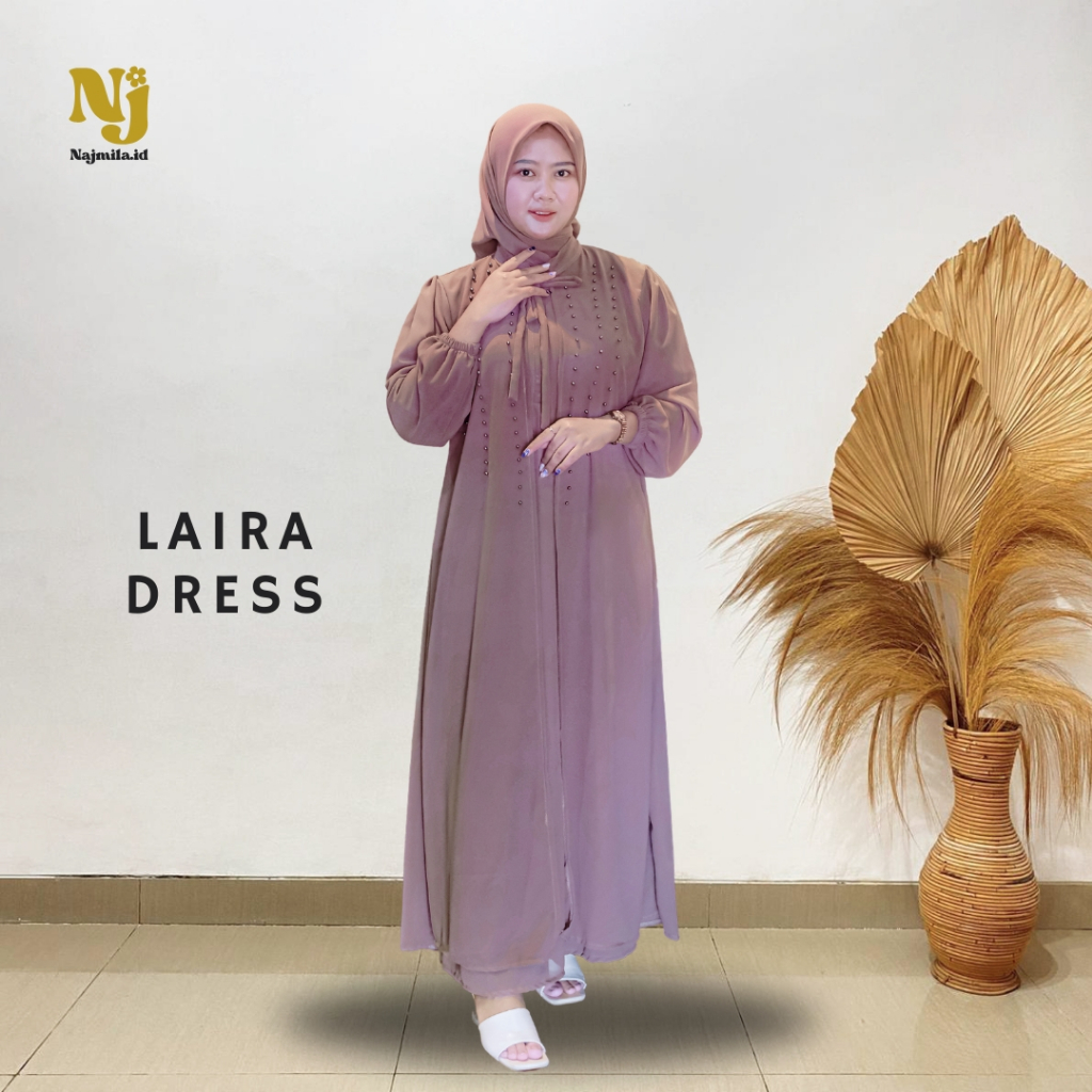 Najmila - Laira Dress Gamis Ceruti Sequin Contemporary Elegant Aesthetic Hijab Set Eid Dress ...