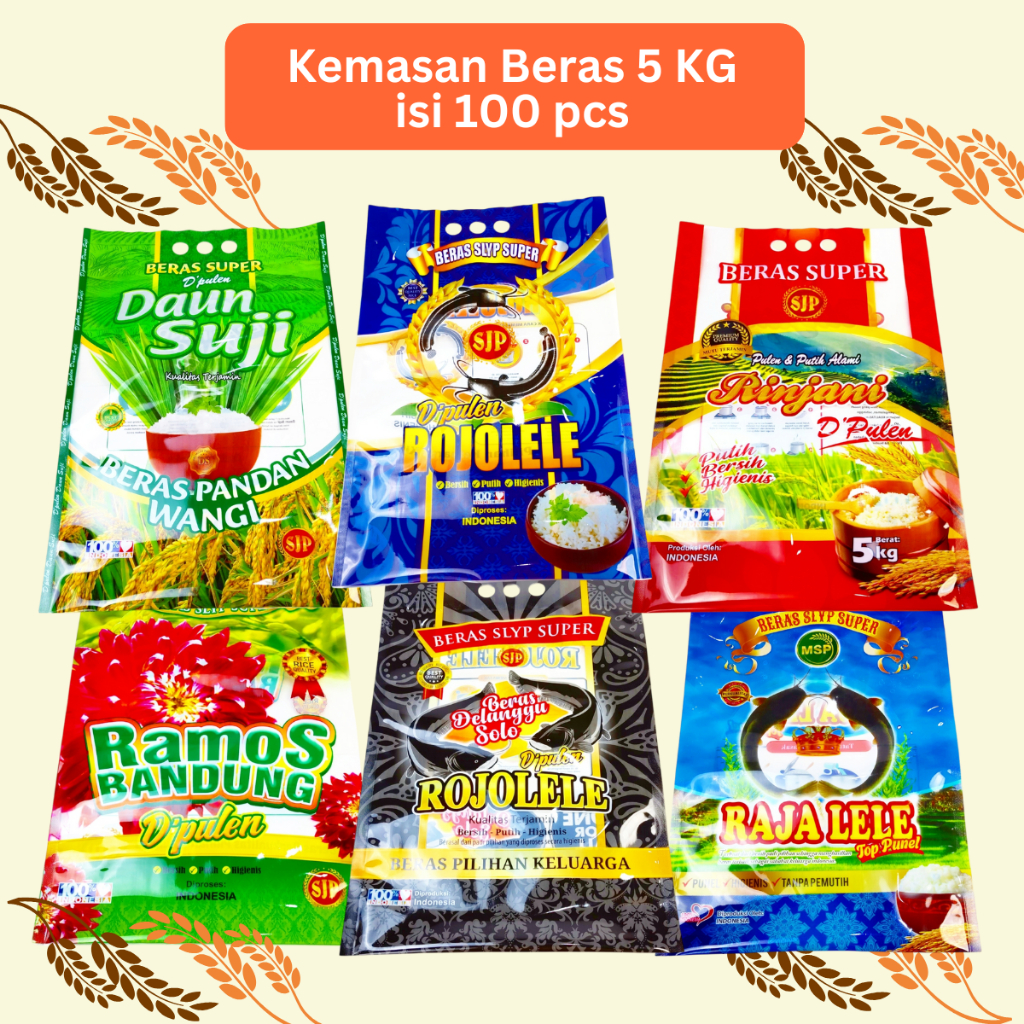 Premium 5kg Rice Plastic contains 100 pcs Rojo Lele Packaging / Suji ...