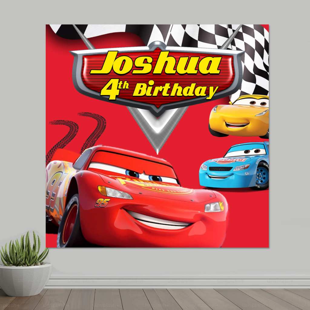 HIASAN DINDING Cars Backdrop Flexi Banner Birthday / Birthday Wall ...