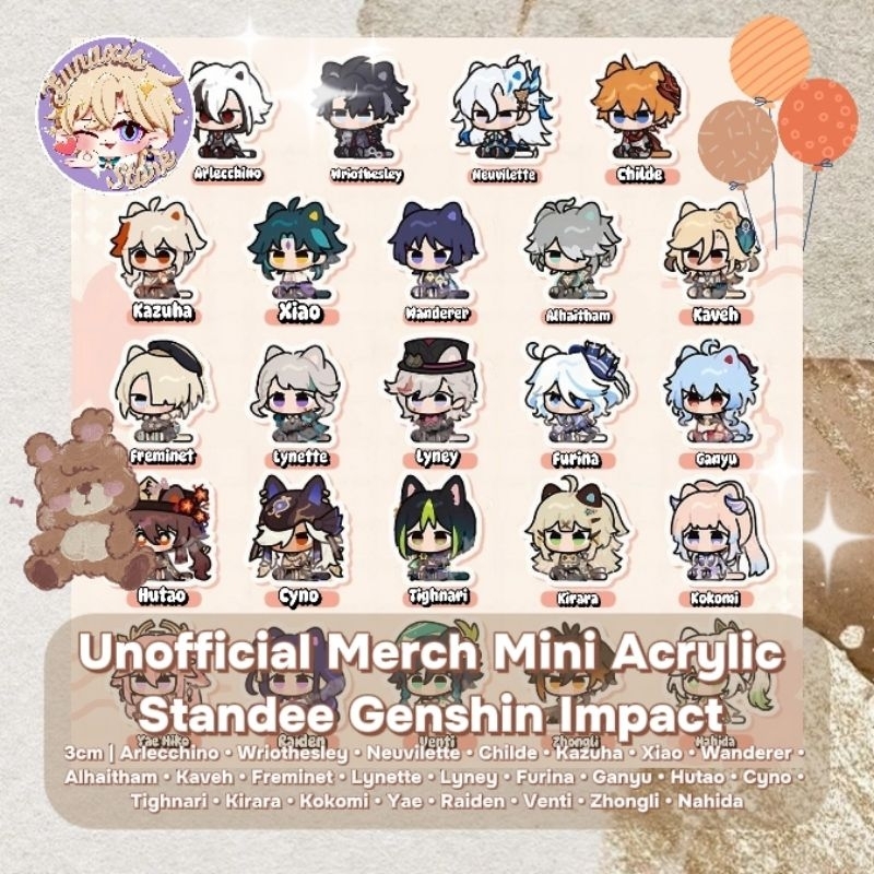 Unofficial Merch Mini Standee 3cm Genshin Impact Arlecchino Wriothesley ...
