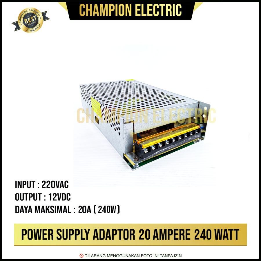 12v 20A LED Switching 20 Ampere Transformer Power Supply Adapter ...