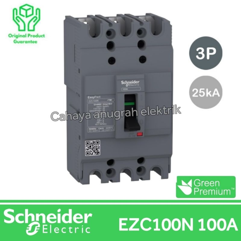 MCCB SCHNEIDER EZC100N 100A 3 PHASE MCCB 100A 3P 18kA NFB 100A 3 POLE 18kA ORIGINAL | Shopee ...