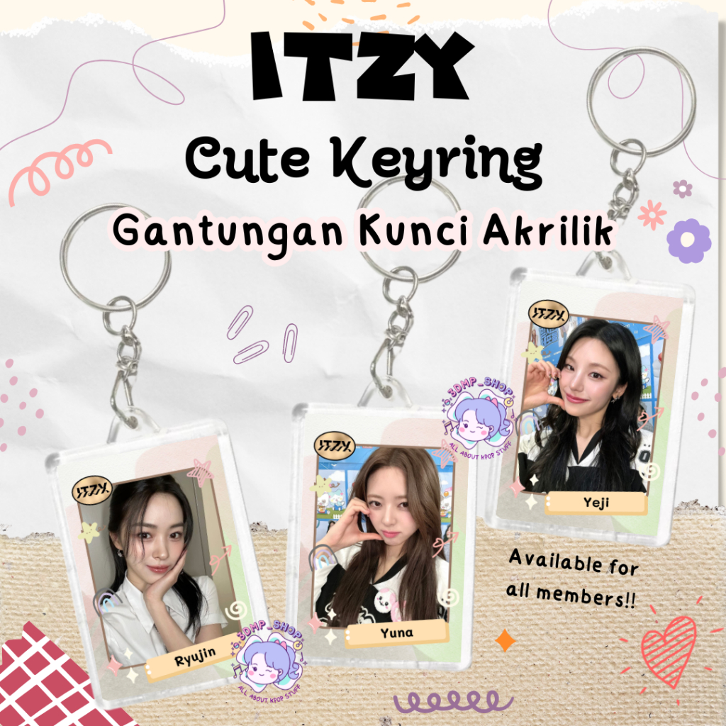 GANTUNGAN Itzy Permember Ryujin Yuna Lia Chaereong Yeji Acrylic ...