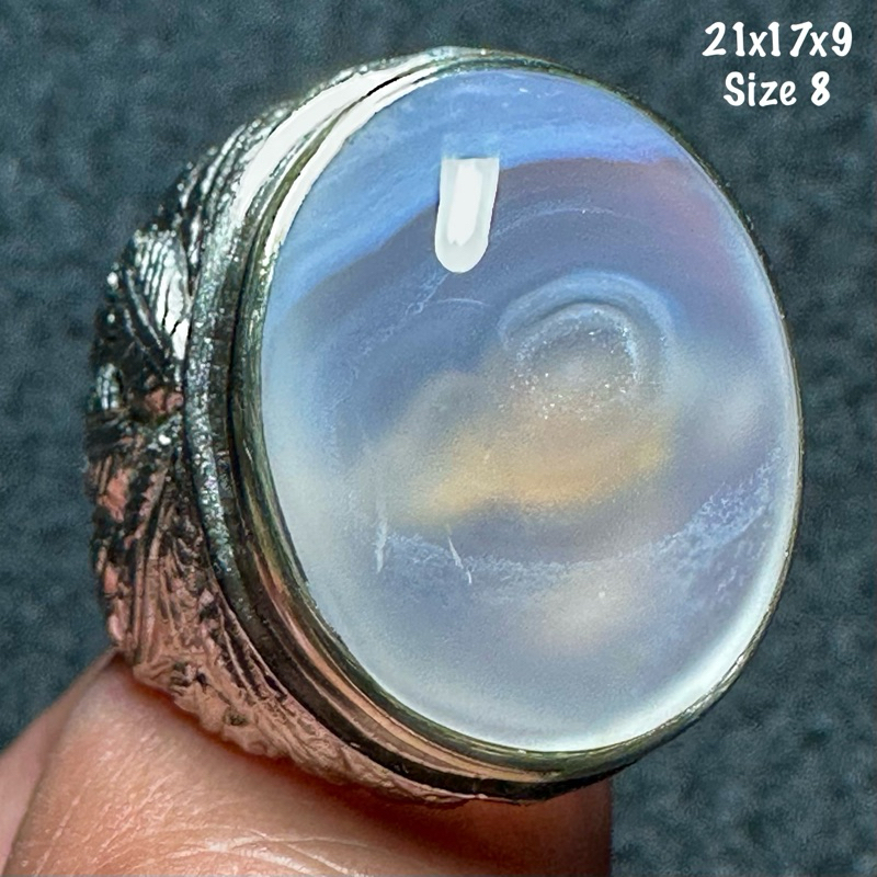 Baturaja Puser Galaxy 3D Natural Agate Ring Stone Inside Crystal Stone ...