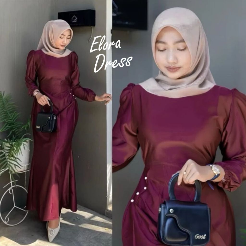 Elora Premium Silk Dress Women's Fashion Clothes Muslim Wedding Gamis ...