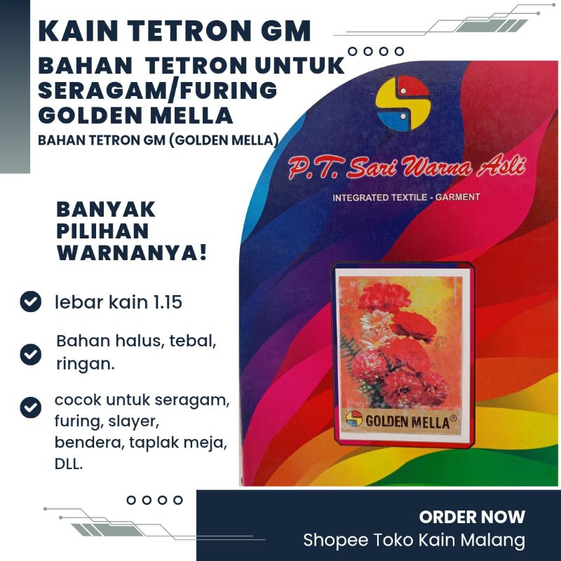 Gm TERON FABRIC | Golden MELLA THREE MATERIAL ORIGINAL COLOR SARI ...
