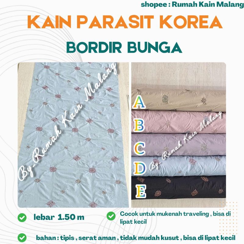 Korean PARASITE FABRIC EMBROIDERED FLOWER MOTIF (PRICE PER 0.5 METER ...