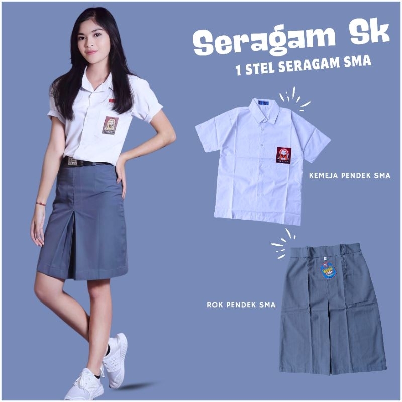 White Gray Short High School Vocational School Uniform Set / 1 Set of ...
