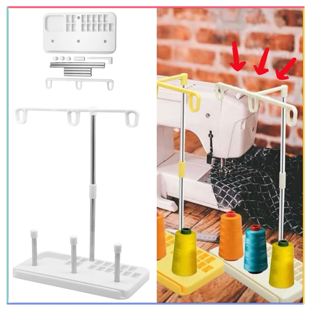 MESIN 3 Cones Thread Post & Portable Sewing Machine Bobbins Spool ...