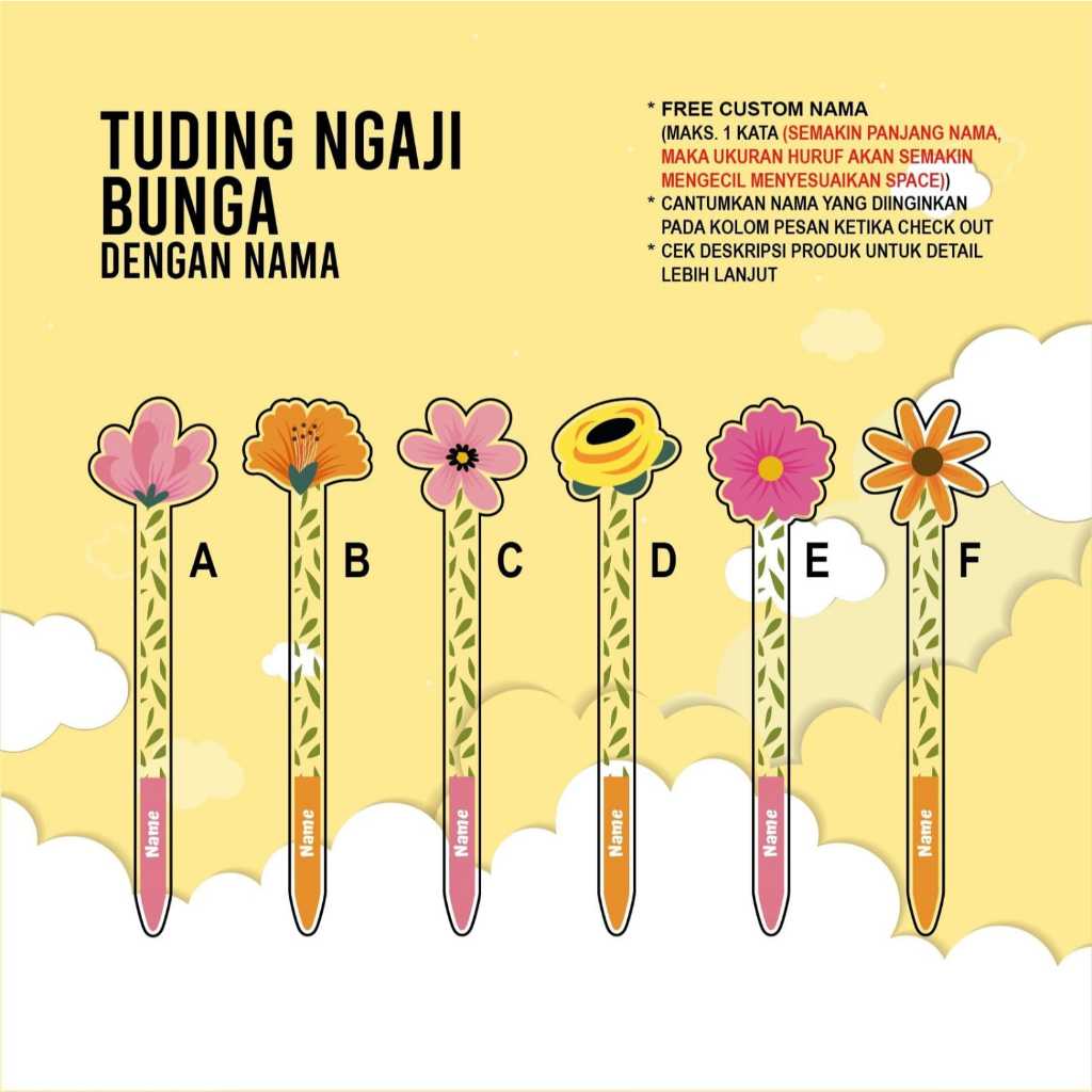 Kalam NGAJI /TUDING NGAJI BUNGA/Tudding Kalam Koran CUSTOM ACRYLIC Name ...