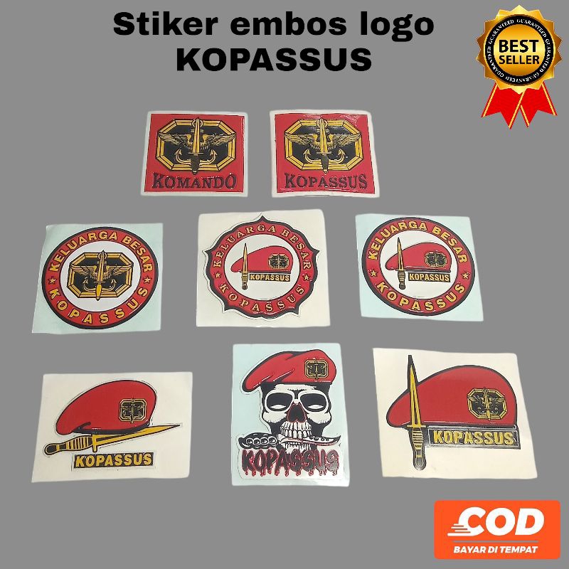 Logo Embossed Stickers, Commando logo Embossed Stickers, Large Family ...