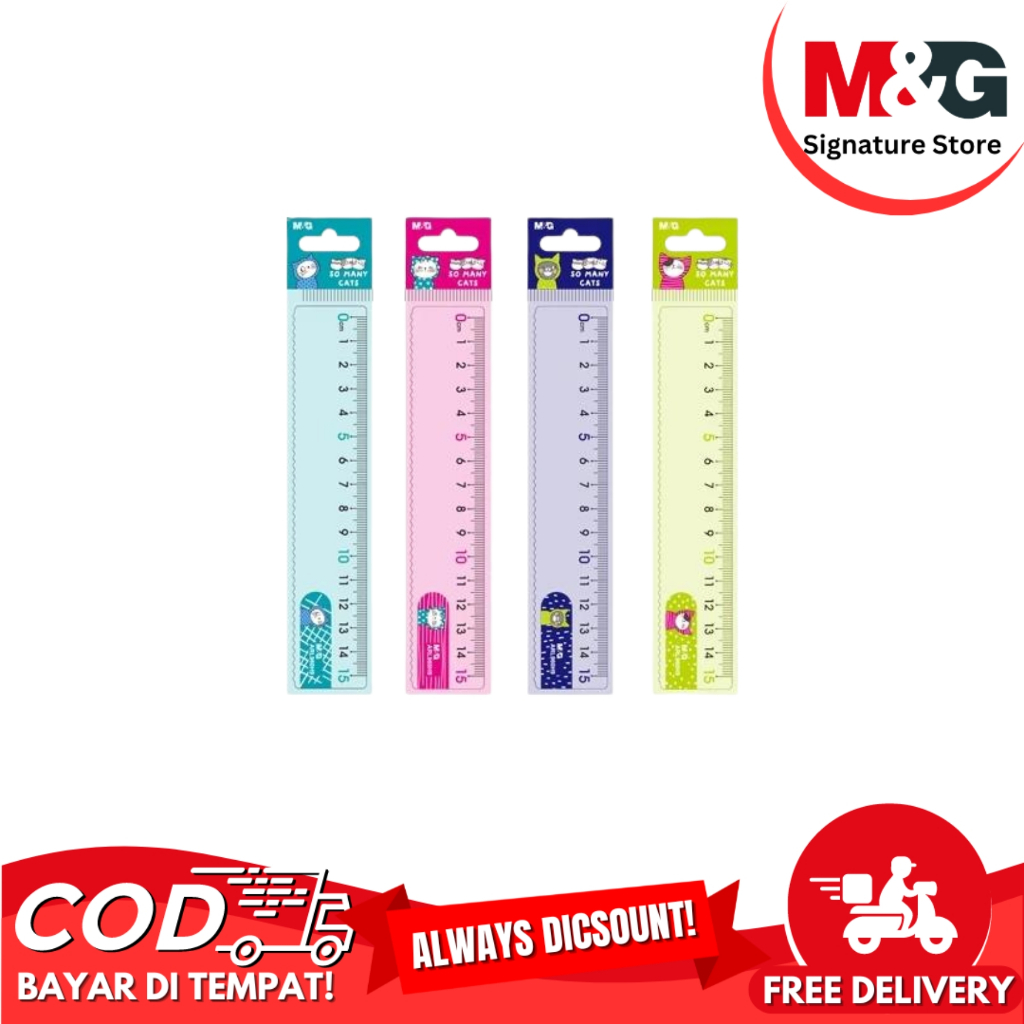M&g So Many Cat Ruller Ruler Set 15cm 4 Transparent Colors ARL960H9 ...