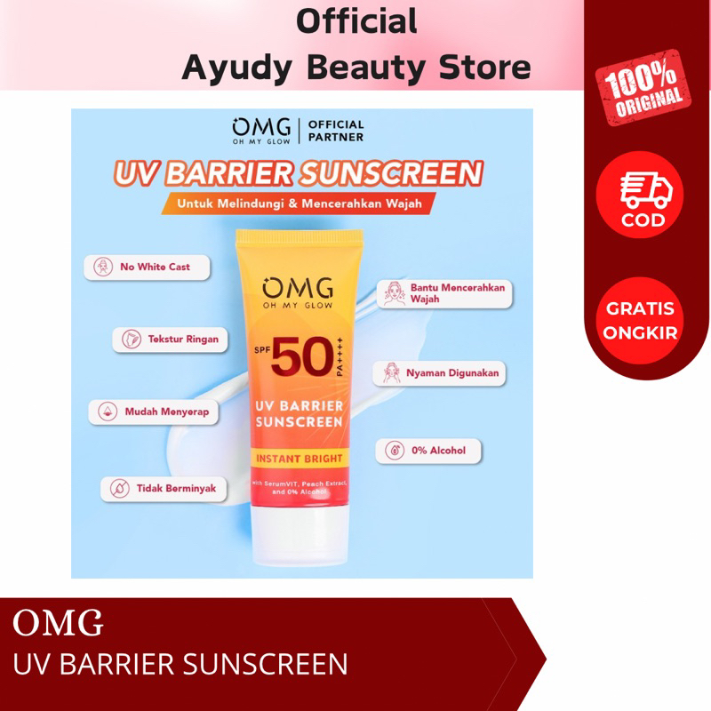 Omg OH MY GLAM UV Barrier Sunscreen SPF 50 PA++++ 25ml |Original | Face ...